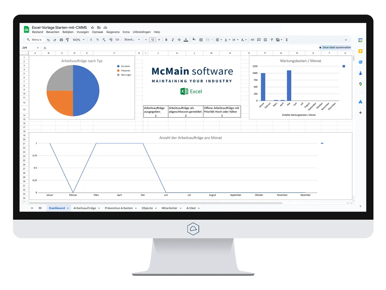 Kostenlos Excel-Vorlage Instandhaltung herunterladen | McMain Software